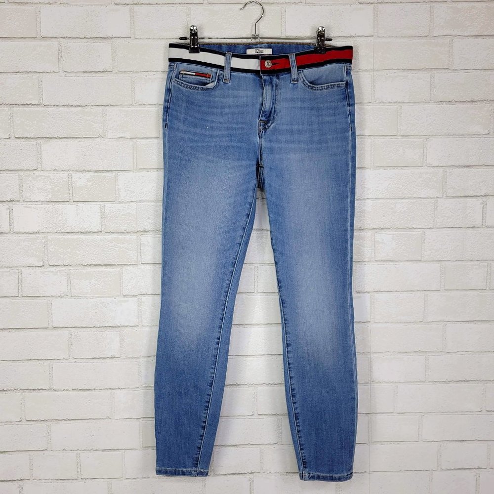 Tommy Hilfiger High Rise Skinny Ribbon Waist Jeans - Gem